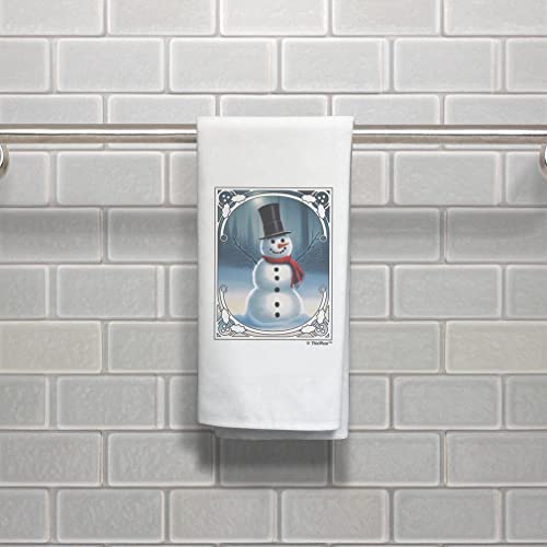 Snowman Christmas Decoration Classic Winter Scene Snowman Decorative Kitchen Tea Towel White