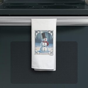 Snowman Christmas Decoration Classic Winter Scene Snowman Decorative Kitchen Tea Towel White