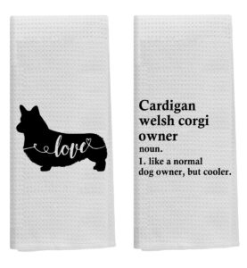 cardigan welsh corgi owner definition funny dog kitchen towels bath towels,16x24 inch set of 2 soft and absorbent funny dog hand towels tea towels dish towels sets,dog lovers dog mom girls women gifts