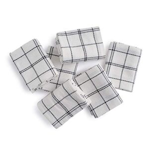 Casa De Lan 6 Pack Cotton Kitchen Cloth Set - Dish Wipes for Kitchen - Matty Checkered Towels - Tea Towels for Kitchen - Hand Cloths - 100% Ring Spun Cotton - 20'' x 30'' - Black