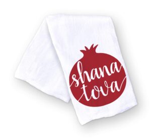 rosh hashanah kitchen towel, pomegranate shana tova challah proofing towel, jewish holiday hostess gift (shana tova)