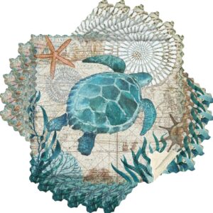 sea turtle starfish ocean dish towel cleaning cloth retro world map kitchen bath hand towels 11x11 in super absorbent lint free tea bar car soft towel kitchen accessories set of 6