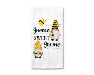 canary road gnome sweet gnome kitchen towel | bee theme dish towel | summer kitchen decor | seasonal decor | kitchen accessories | housewarming gift | gift for friend | funny gnome pun