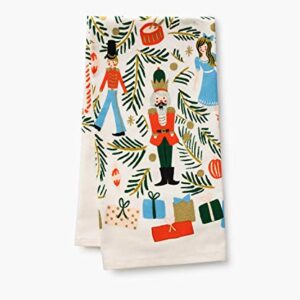 RIFLE PAPER CO. Christmas Tree Tea Towel, 28" L x 21" W, Introduce Holiday Spirit into Your Kitchen with Vibrant Screen Printed Festive Towels, Added Loop, Made from Cotton