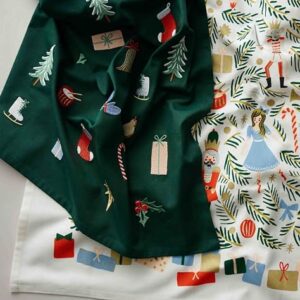 RIFLE PAPER CO. Christmas Tree Tea Towel, 28" L x 21" W, Introduce Holiday Spirit into Your Kitchen with Vibrant Screen Printed Festive Towels, Added Loop, Made from Cotton