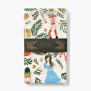 RIFLE PAPER CO. Christmas Tree Tea Towel, 28" L x 21" W, Introduce Holiday Spirit into Your Kitchen with Vibrant Screen Printed Festive Towels, Added Loop, Made from Cotton