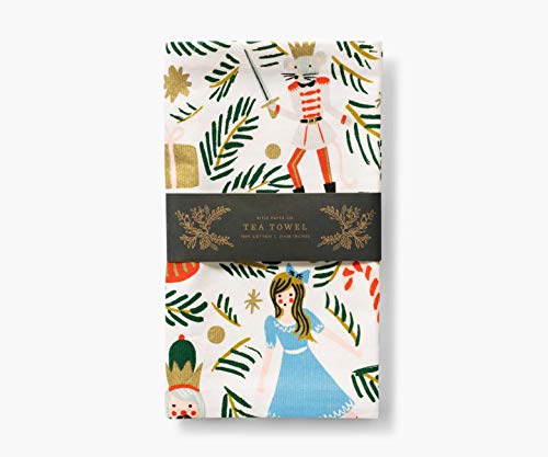 RIFLE PAPER CO. Christmas Tree Tea Towel, 28" L x 21" W, Introduce Holiday Spirit into Your Kitchen with Vibrant Screen Printed Festive Towels, Added Loop, Made from Cotton