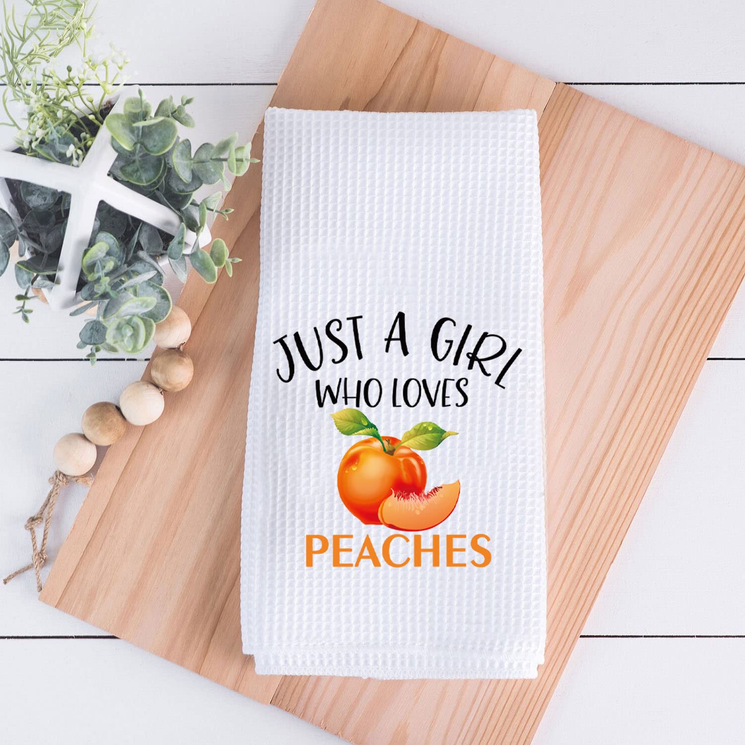 BDPWSS Peach Kitchen Towel Peach Lover Gift Just A Girl Who Love Peaches Dish Towel for Fruit Lover Gift Peach Kitchen Decor (Girl Love Peaches TW)