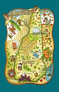 kay dee designs f2158 adventure destinations poster style tea towel, new hampshire