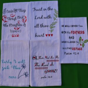 Cotton Kitchen Flour Sack Dish Towels w/Religious Quotes 5 pcs