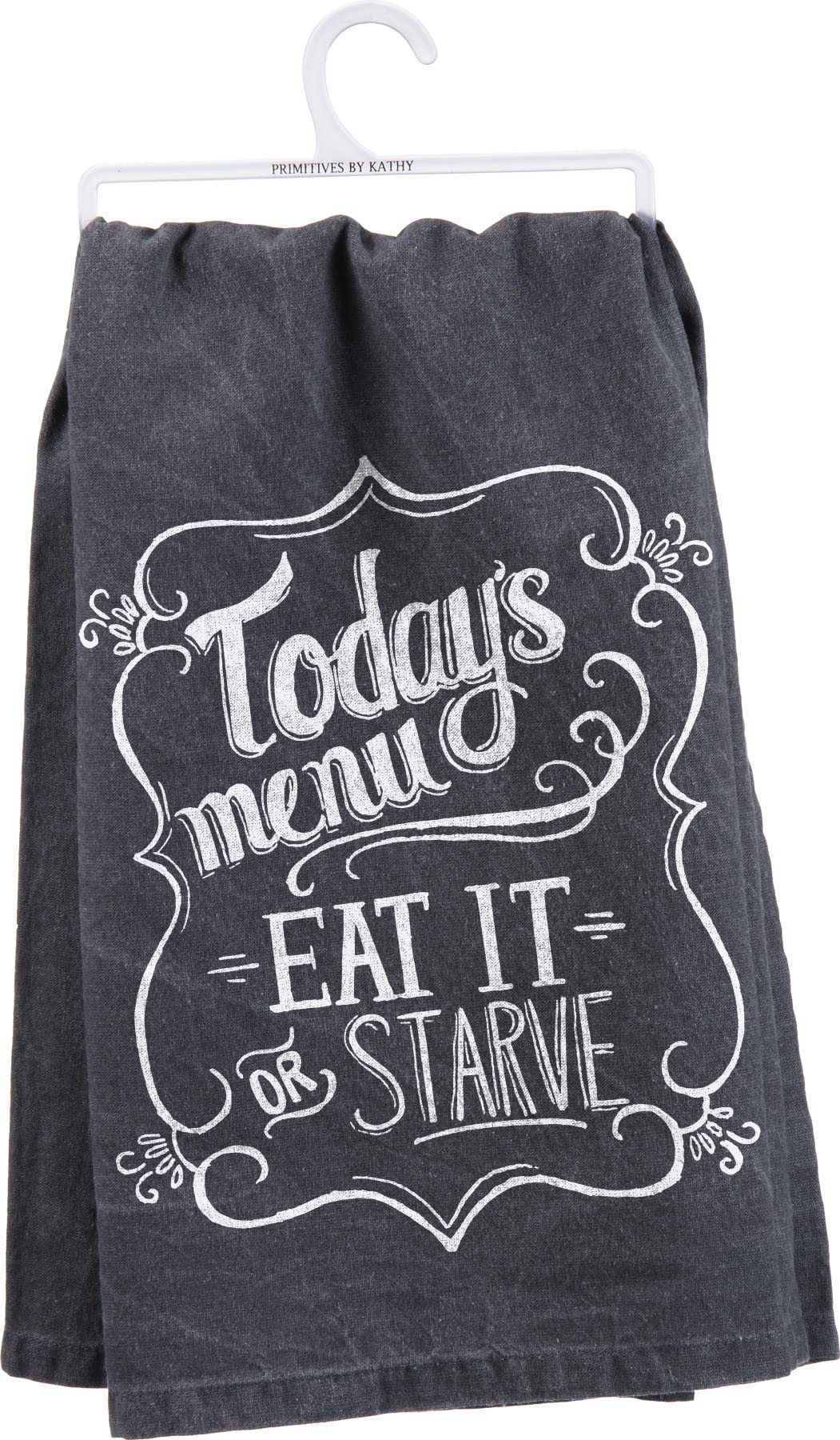 Primitives by Kathy Today's Menu Dish Towel, Black, 28" Square