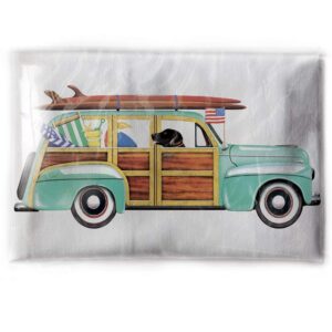 mary lake-thompson woodie station wagon cotton flour sack dish towel