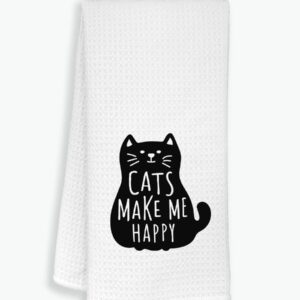 ZJSYXXU Funny Black Cat Kitchen Towels Dishcloths,Cats Make Me Happy Dish Towels Tea Towels Hand Towels for Kitchen,Home Girl Room Decor,Gifts for Cat Lovers Girls Women