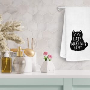 ZJSYXXU Funny Black Cat Kitchen Towels Dishcloths,Cats Make Me Happy Dish Towels Tea Towels Hand Towels for Kitchen,Home Girl Room Decor,Gifts for Cat Lovers Girls Women