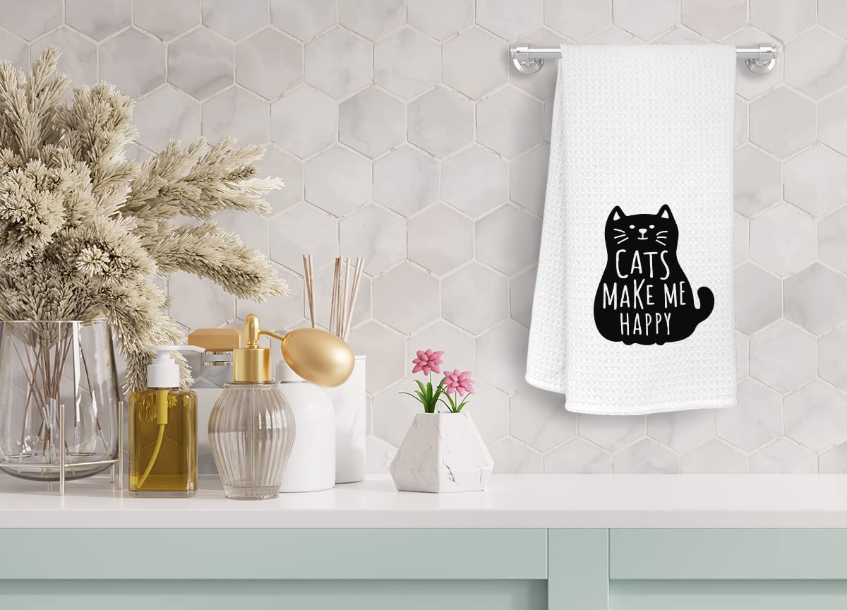 ZJSYXXU Funny Black Cat Kitchen Towels Dishcloths,Cats Make Me Happy Dish Towels Tea Towels Hand Towels for Kitchen,Home Girl Room Decor,Gifts for Cat Lovers Girls Women