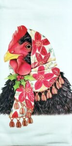 mary lake thompson winter scarf hen chicken dish towel