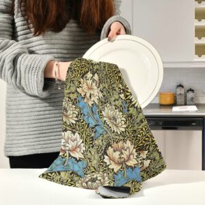 ALAZA William Morris Flowers Floral Prints163 Kitchen Towels Absorbent Dish Towels Soft Wash Clothes for Drying Dishes Cleaning Towels for Home Decorations Set of 4, 28 X 18 Inch