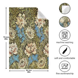 ALAZA William Morris Flowers Floral Prints163 Kitchen Towels Absorbent Dish Towels Soft Wash Clothes for Drying Dishes Cleaning Towels for Home Decorations Set of 4, 28 X 18 Inch