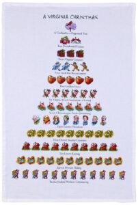 mistletoe & co. a virginia christmas kitchen towel, 18" x 26"