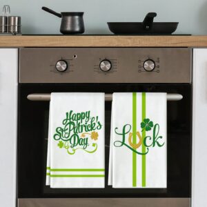 AnyDesign St. Patrick's Day Kitchen Towels 18 x 28 Inch Green Shamrock Dish Towel Lucky Clover Hand Drying Tea Towel for Cooking Baking Cleaning Wipes, Set of 4