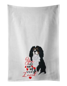 caroline's treasures wdk3948wtkt cavalier king charles spaniel tricolor #1 so loved white kitchen towel set of 2 dish towels decorative bathroom hand towel for hand, face, hair, yoga, tea, dishcloth,