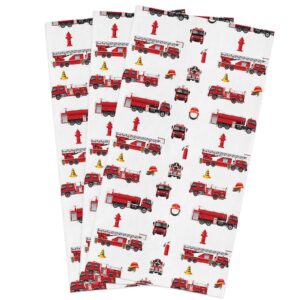 kitchen towels cleaning cloths, fire truck hard hat barricade extinguisher on white texture dish towels for kitchen, pack of 3 absorbent hand towels reusable tea towels,bar towels,18x28 inch