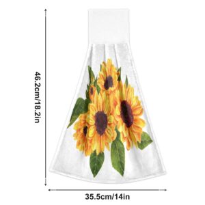 Boccsty Golden Yellow Sunflowers Hanging Kitchen Towels 2 Pieces Green Leaves Hand Painted Dish Cloth Tie Towels Hand Towel Tea Bar Towels for Bathroom Farmhous Housewarming Tabletop Home Decor