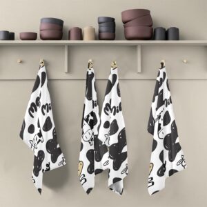 SLHKPNS Milk Cow Cartoon Kitchen Dish Towel Set of 1, Kawaii Moo Childish 18x28in Absorbent Dishcloth Reusable Cleaning Cloths for Household Use