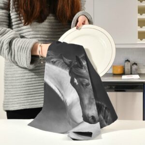 xigua Horse Kitchen Towels Set of 1, Soft Absorbent Drying Dishcloths Dish Towels with Hanging Loop for Kitchen Bathroom Bar Home Decor, 18 x 28 Inch