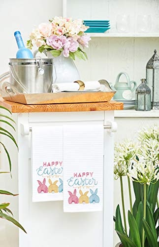 C&F Home Bunny Bum Kitchen Towel White Easter 18" X 27" Embroidered Waffle Weave Machine Washable Decor Decoration 18" x 27" White