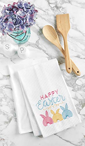 C&F Home Bunny Bum Kitchen Towel White Easter 18" X 27" Embroidered Waffle Weave Machine Washable Decor Decoration 18" x 27" White