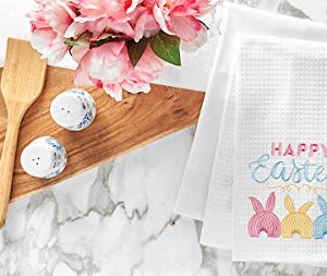 C&F Home Bunny Bum Kitchen Towel White Easter 18" X 27" Embroidered Waffle Weave Machine Washable Decor Decoration 18" x 27" White