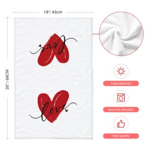 Artoid Mode Love Heart Valentine's Day Kitchen Towels Dish Towels, 18x26 Inch Seasonal Decoration Hand Towels Set of 2