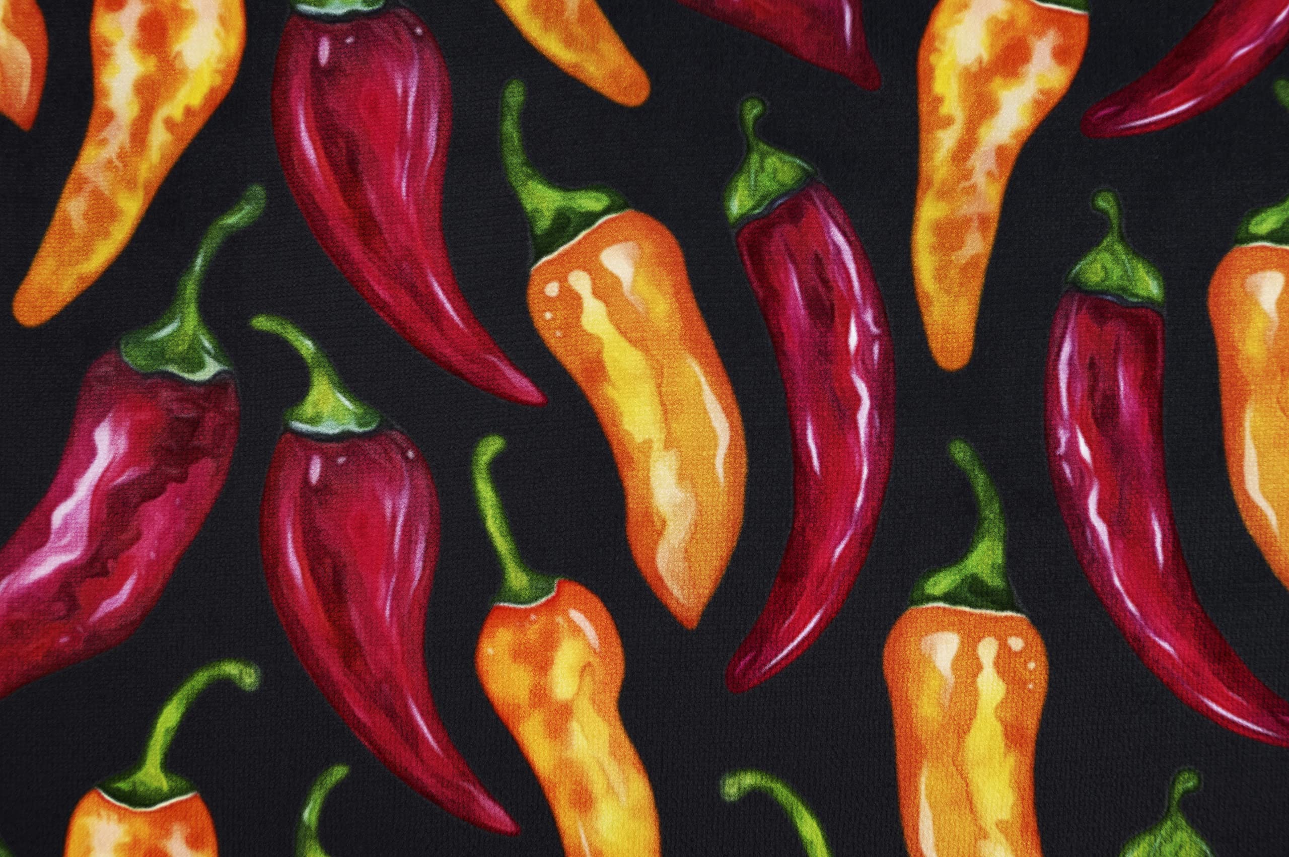 Chili Pepper Print Hand Towel - Kitchen Towel - Bathroom Hand Towel - Cotton Terry Cloth - 15"x25"