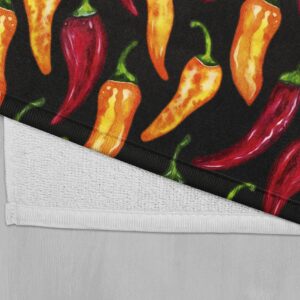 Chili Pepper Print Hand Towel - Kitchen Towel - Bathroom Hand Towel - Cotton Terry Cloth - 15"x25"