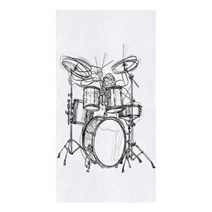 big buy store drummer musical rock music kitchen dish towels, soft lightweight microfiber absorbent hand towel tea towel for kitchen bathroom 18x28in