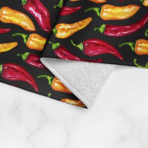 Chili Pepper Print Hand Towel - Kitchen Towel - Bathroom Hand Towel - Cotton Terry Cloth - 15"x25"