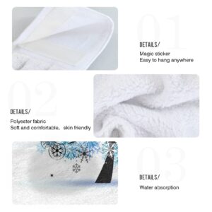 Winter Snowflakes Tree Kitchen Hanging Towel 14 x 18.2 Inch Snow Flower Ball Hand Tie Towels Set 2 Pcs Tea Bar Dish Cloths Dry Towel Soft Absorbent Thin Durable for Bathroom Laundry Room Decor