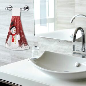 Christmas Winter Snowman Kitchen Hanging Towel Red Snowflakes Hand Fingertip Bath Tie Towels Set of 2 Pcs Tea Bar Dish Cloths 14 x 18 in Dry Towel Soft Absorbent Thin Durable for Laundry Room Decor