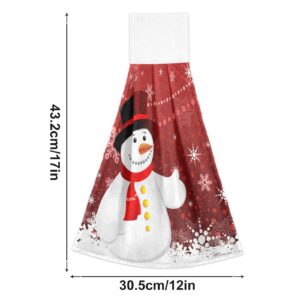 Christmas Winter Snowman Kitchen Hanging Towel Red Snowflakes Hand Fingertip Bath Tie Towels Set of 2 Pcs Tea Bar Dish Cloths 14 x 18 in Dry Towel Soft Absorbent Thin Durable for Laundry Room Decor