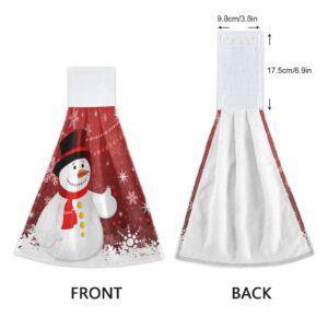 Christmas Winter Snowman Kitchen Hanging Towel Red Snowflakes Hand Fingertip Bath Tie Towels Set of 2 Pcs Tea Bar Dish Cloths 14 x 18 in Dry Towel Soft Absorbent Thin Durable for Laundry Room Decor