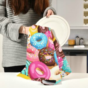 STAYTOP Donuts Kitchen Dish Towel Set,Drying Kitchen Towels Tea Towels Gift Set for Drying Cleaning Cooking Baking 6Pcs