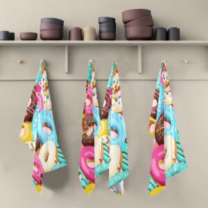 STAYTOP Donuts Kitchen Dish Towel Set,Drying Kitchen Towels Tea Towels Gift Set for Drying Cleaning Cooking Baking 6Pcs