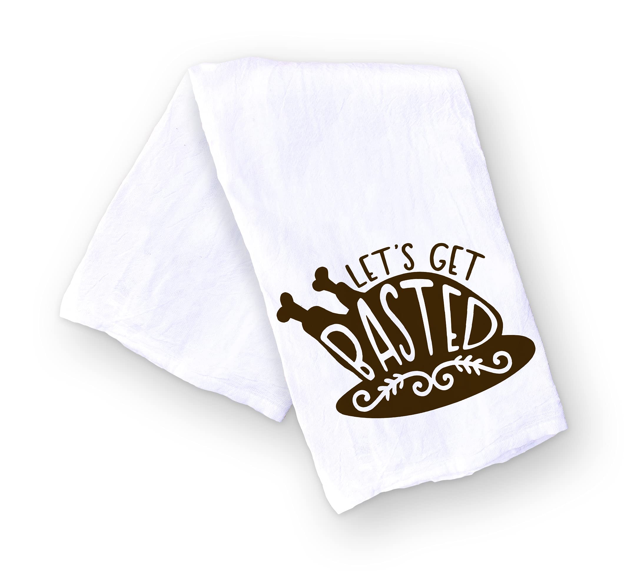 Handmade Funny Kitchen Towel - Let's Get Basted Funny Hand Towel for Thanksgiving, Holidays - 28x28 Inch Perfect for Chef Hostess Housewarming Christmas Mother's Day Birthday Gift (Lets Get Basted)