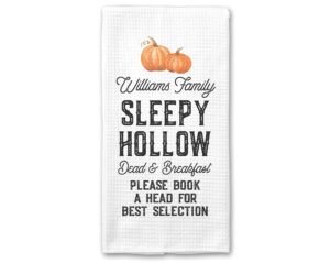 canary road custom halloween waffle weave dish towel | personalized kitchen towel | halloween decor | sleepy hollow | personalized dish towel | halloween kitchen towel