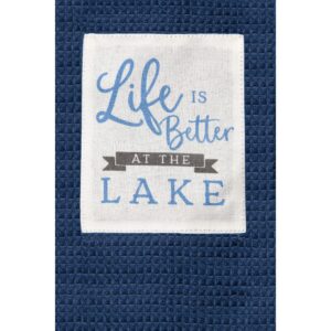 Lake Life Blue Stripe One Size Fits Most Waffle Weave Kitchen Dish Towel Boa