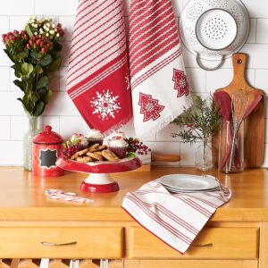 DII Nordic Christmas Collection Plaid & Stripes, Holiday Dish Towels, Kitchen Towel Set, 18x28, Red Stripes, 3 Count