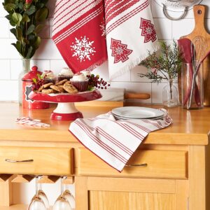 DII Nordic Christmas Collection Plaid & Stripes, Holiday Dish Towels, Kitchen Towel Set, 18x28, Red Stripes, 3 Count