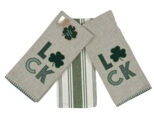 serafina home st. patrick's day kitchen dish towels: fun lucky irish shamrock kitchen set