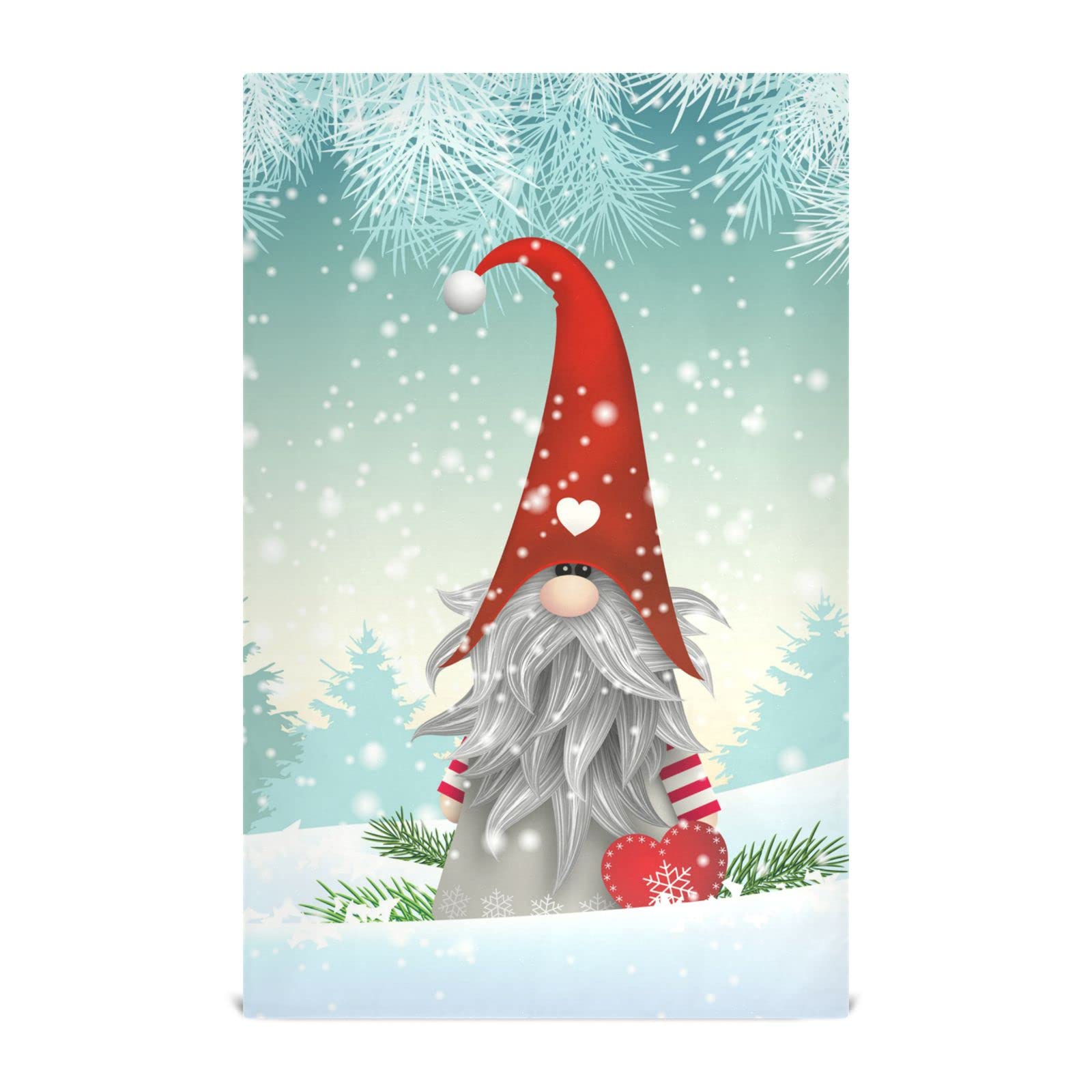 SLHKPNS Winter Gnome Kitchen Dish Towel Set of 4 Valentine's Day 18x28in Absorbent Dishcloth Reusable Cleaning Cloths for Household Use